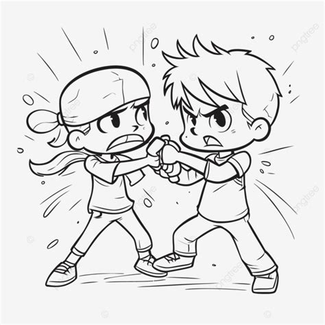 Dibujos de niños peleando para colorear vsun