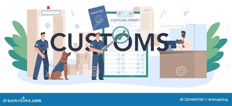 Customs Typographic Header Passport Control At The Airport Stock Vector Illustration Of