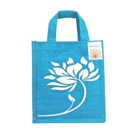 Loop Handle Open Printed Jute Carry Bags Size Dimension 12x6x10inch