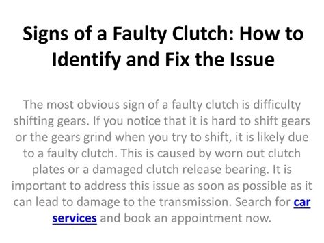Ppt Signs Of A Faulty Clutch How To Identify And Fix The Issue