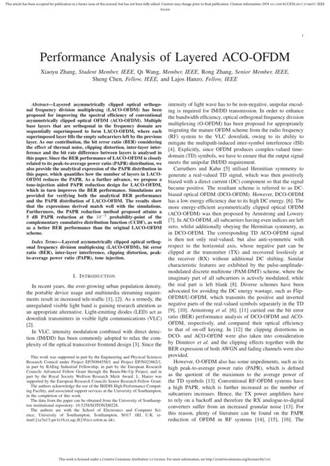 pdf performance analysis of layered aco ofdm