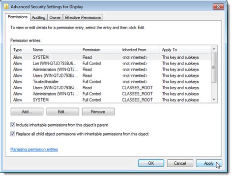 Take Ownership Of A Registry Key In Windows 7