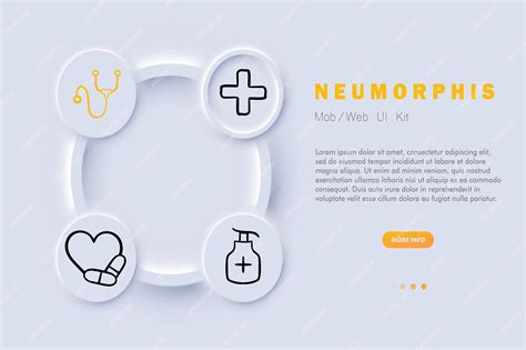 의학 라인 아이콘 청진기 크로스 플러스 살균 심장 살균 약리학 Neomorphism 스타일 비즈니스를 위한 벡터 라인 아이콘