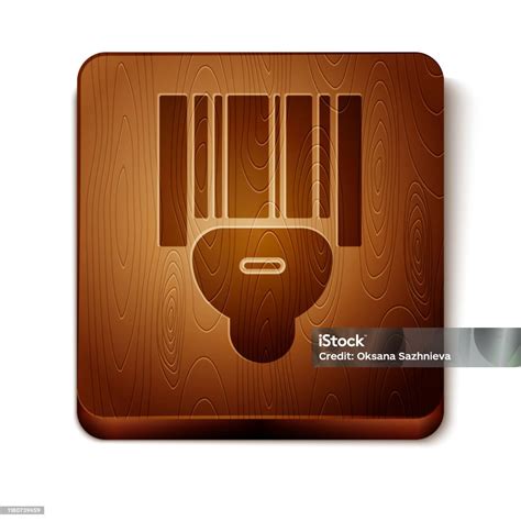 갈색 스캐너 스캔 바코드 아이콘흰색 배경에 격리 바코드 라벨 스티커 바와 함께 배달을위한 식별 나무 사각형 버튼입니다 벡터