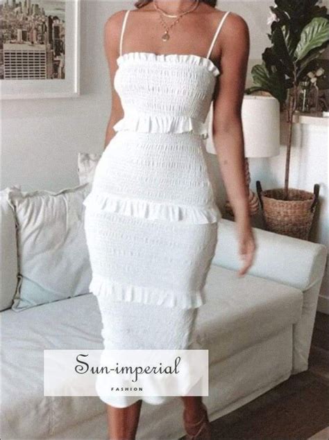 Vintage Elegant Solid Color Spaghetti Strap Midi Dress Female Summer