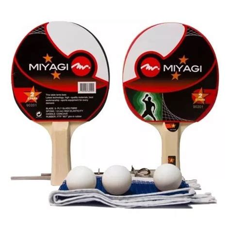 Set 2 Raquetas Ping Pong 3 Pimpones Y Malla Miyagi Original Generico