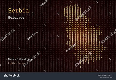 serbia map shown binary code pattern stock vector royalty free