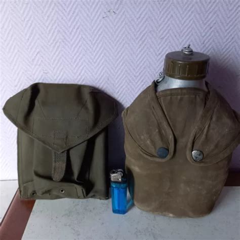 ANCIENNE GOURDE ALU militaire housse trousse de ceinture armée EUR 10