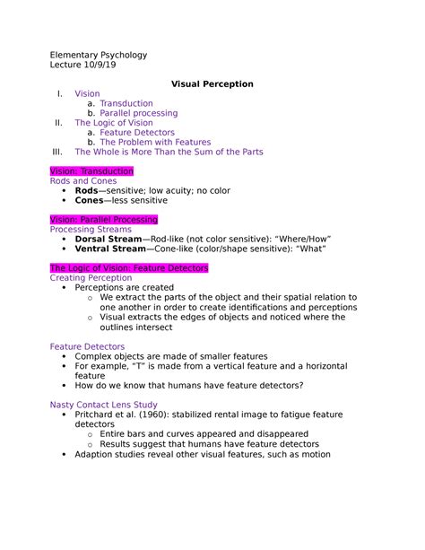 Feature Detectors Psychology