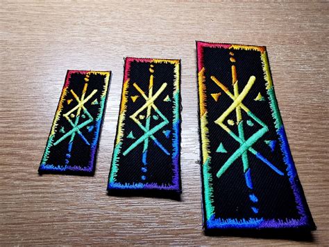 Rainbow Protection Bindrune Patch Iron On Embroidered Norse Heathenry