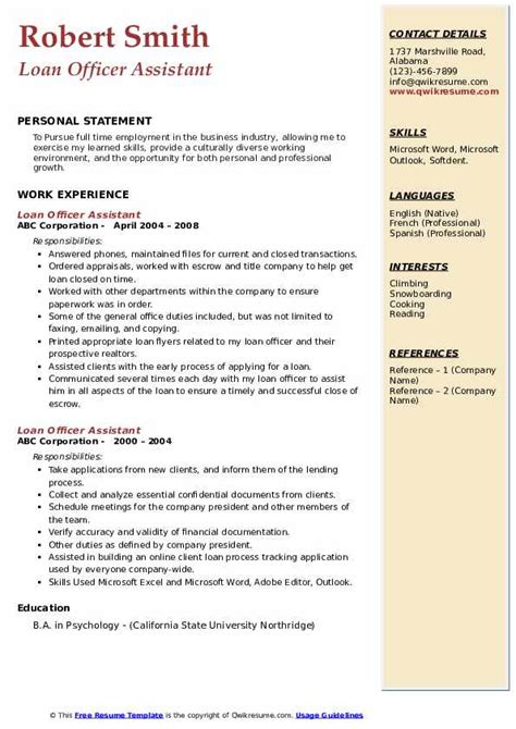 10 Loan Officer Assistant Resume Samples And Templates For 2025