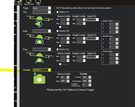 problem configuring the cam trigger servo mission planner