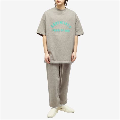 Fear Of God Essentials Spring Printed Logo T Shirt Dark Heather Oatmeal