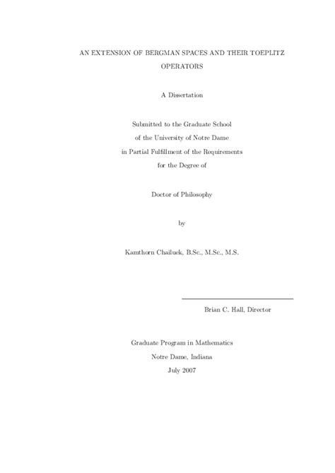 Pdf An Extension Of Bergman Spaces And Their Toeplitz Operators Kamthorn Chailuek