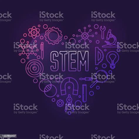 Stem 하트 컨셉 벡터 컬러 선형 일러스트 레이 션 Stem 주제에 대한 스톡 벡터 아트 및 기타 이미지 Stem 주제