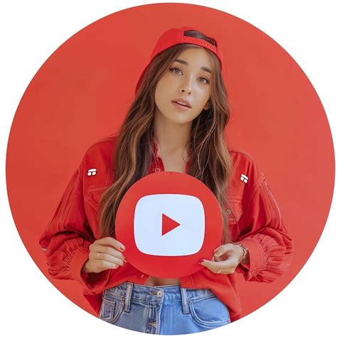 A Girl Holding Social Media Circle Play Button With Happy Mood