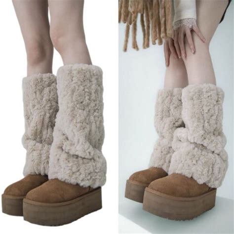 Furs Leg Warmer Winter Furry Long Boot Cuffs Fuzzy Shoes Cover Party