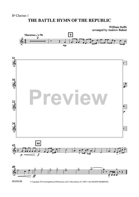 The Battle Hymn Of The Republic Clarinet 1 In Bb Sheet Music For