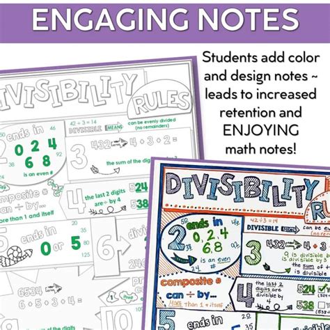 Divisibility Rules Doodle Notes And Math Problem Solving Worksheet
