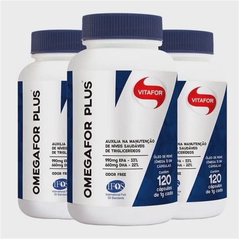 Kit 3x Ômegafor Plus epa dha 1000mg Ômega 3 Vitafor 120 cápsulas no