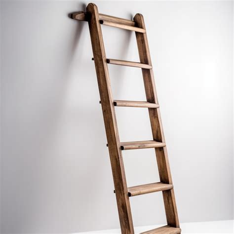 Premium Ai Image A Wooden Ladder Against A White Wall Is Leaning
