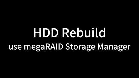 Hdd Rebuild Use Megaraid Storage Manager Gvd Training Video Youtube