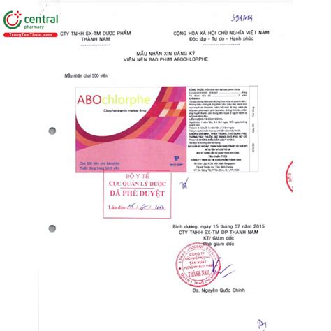 Thuốc Abochlorphe 4mg điều Trị Viêm Mũi Dị ứng Theo Mùa Và Quanh Năm