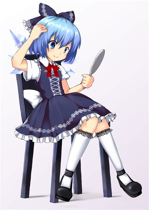 Safebooru Blue Dress Blue Eyes Blue Hair Bow Chair Cirno Dress