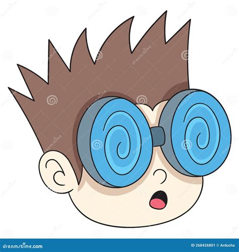 Boy Head Emoticon Wearing Geeky Nerd Glasses Cartoon Vector