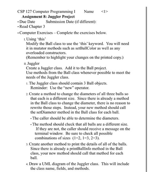 Csp 127 Computer Programming I Name Assignment 8