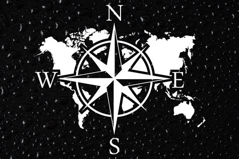 Compass With World Map Decal Compass Compass With World Map Sticker