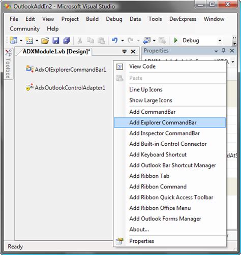 Add Any Control Button Grid List To Outlook Excel Word Toolbar In Vsto