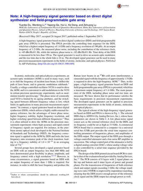 Pdf Note A High Frequency Signal Generator Based On Direct Digital
