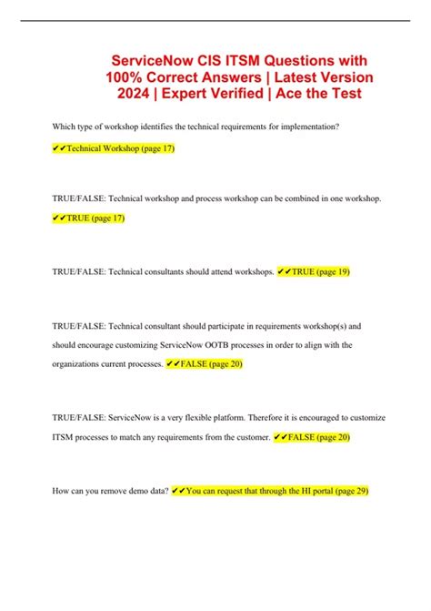 Servicenow Cis Itsm Questions With 100 Correct Answers Latest