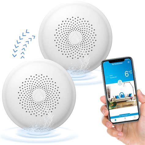 Ecoey Smart Wifi Water Leak Detector Water Sensor Alarm With Replaceable Battery Low Battery