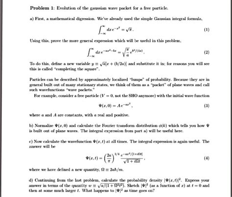 SOLVED Text Introduction To Quantum Mechanics Problem 1 Evolution Of The Gaussian Wave Packet