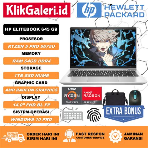 Jual LAPTOP HP ELITEBOOK 645 G9 AMD RYZEN 5 PRO 5675U RAM 64GB 1TB SSD 14 FHD BACKLIT