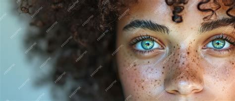 Premium Photo Closeup Portrait Of A Curlyhaired Girl With Greenblue