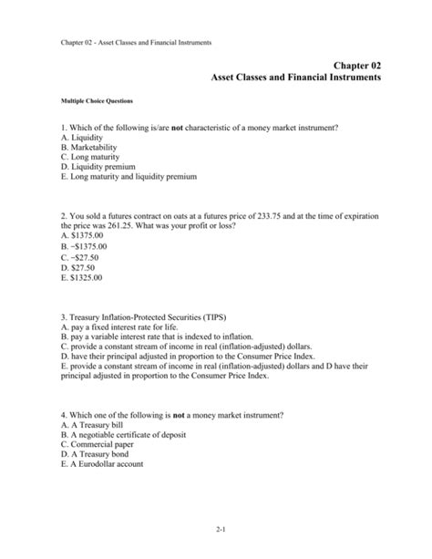 Chapter 02 Asset Classes And Financial Instruments