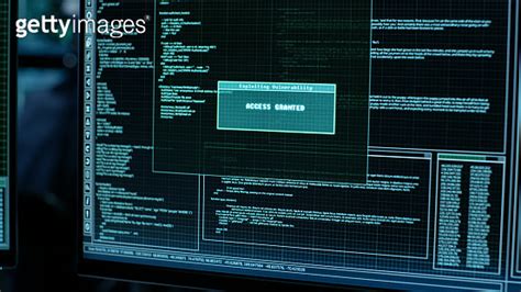 Display Showing Stages Of Hacking In Progress Exploiting Vulnerability Executing And Granted