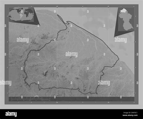 Barima Waini Region Of Guyana Grayscale Elevation Map With Lakes And