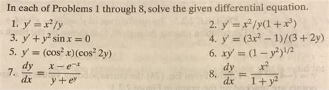 Solved Differential Equations Problem Solve The Given Chegg