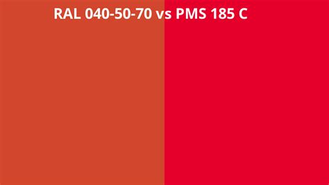 Ral 040 50 70 Vs Pms 185 C Ral Colour Chart Uk