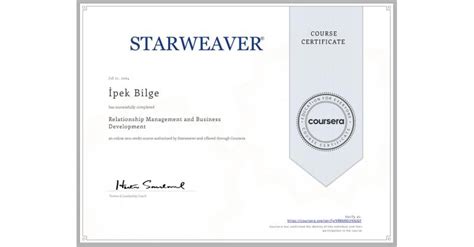 ipek nil bilge on linkedin completion certificate for relationship management and business