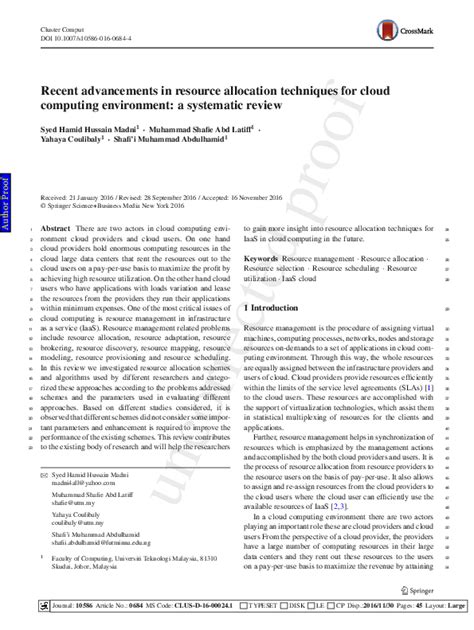 Pdf Recent Advancements In Resource Allocation Techniques For Cloud