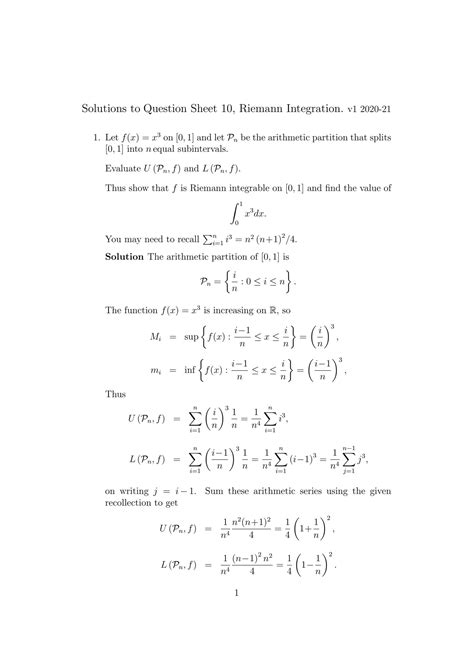 Solution Riemann Integral Studypool