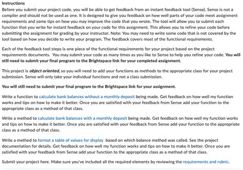 Solved Instructions Before You Submit Your Project Code You Chegg