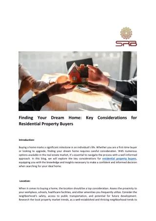 PPT Finding Your Dream Home Key Considerations For Residential