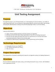 Unit Testing Assignment Developing Effective Test Cases With Course Hero