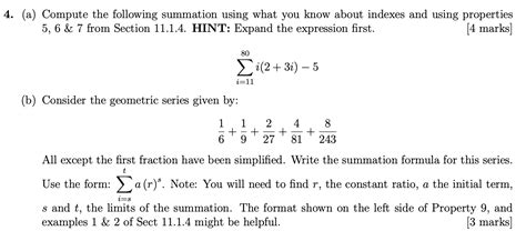 Solved A Compute The Following Summation Using What You Chegg